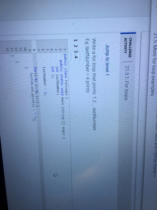Solved 21.5: More for loop examples Java and Python home > | Chegg.com