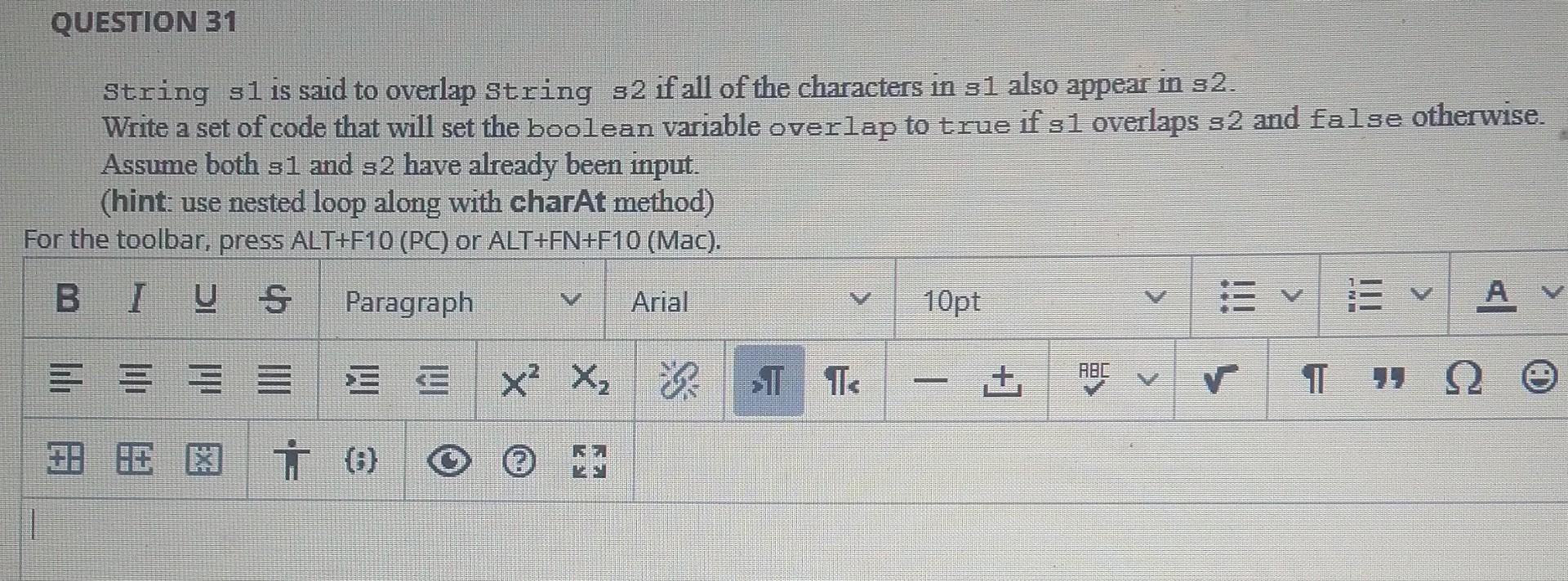 String s1 is said to overlap string s2 if all of the | Chegg.com