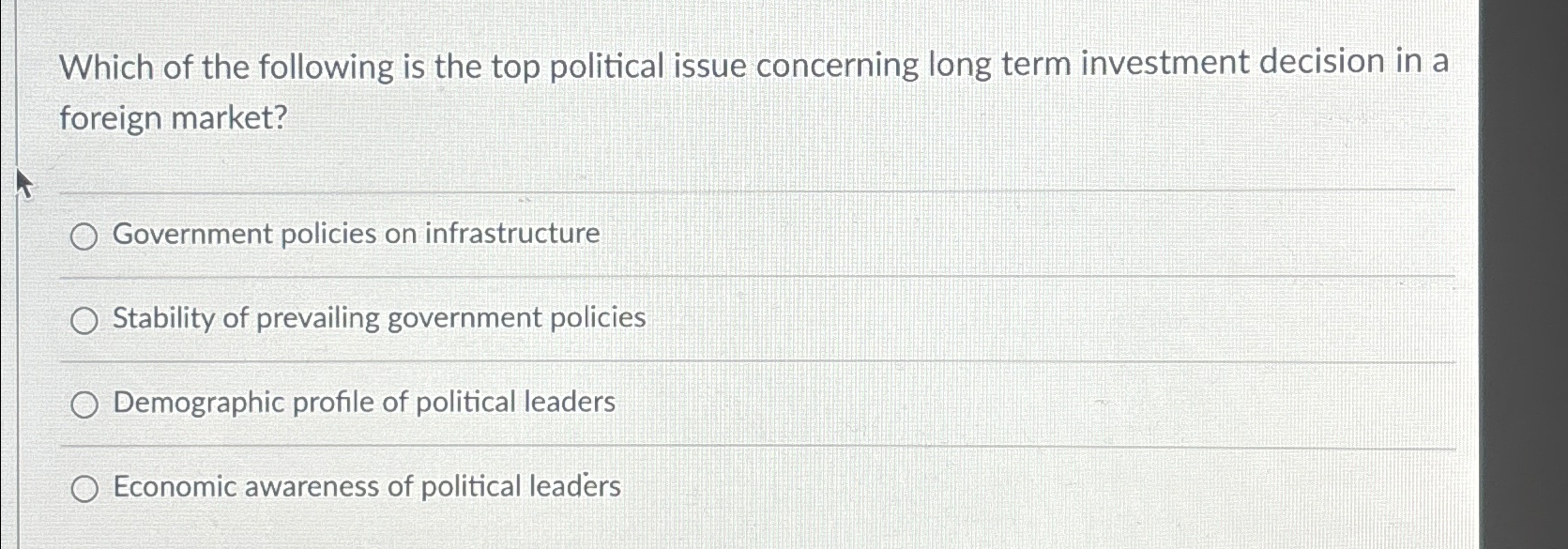 Solved Which of the following is the top political issue | Chegg.com