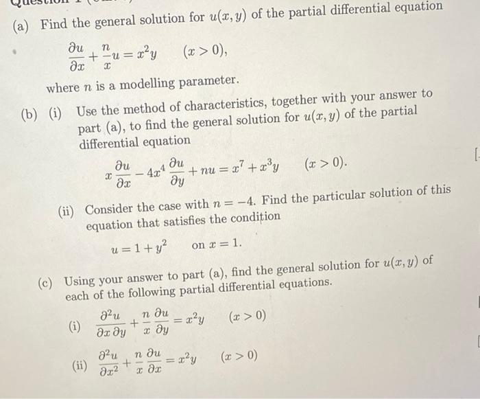Solved (a) Find the general solution for u(x,y) of the | Chegg.com