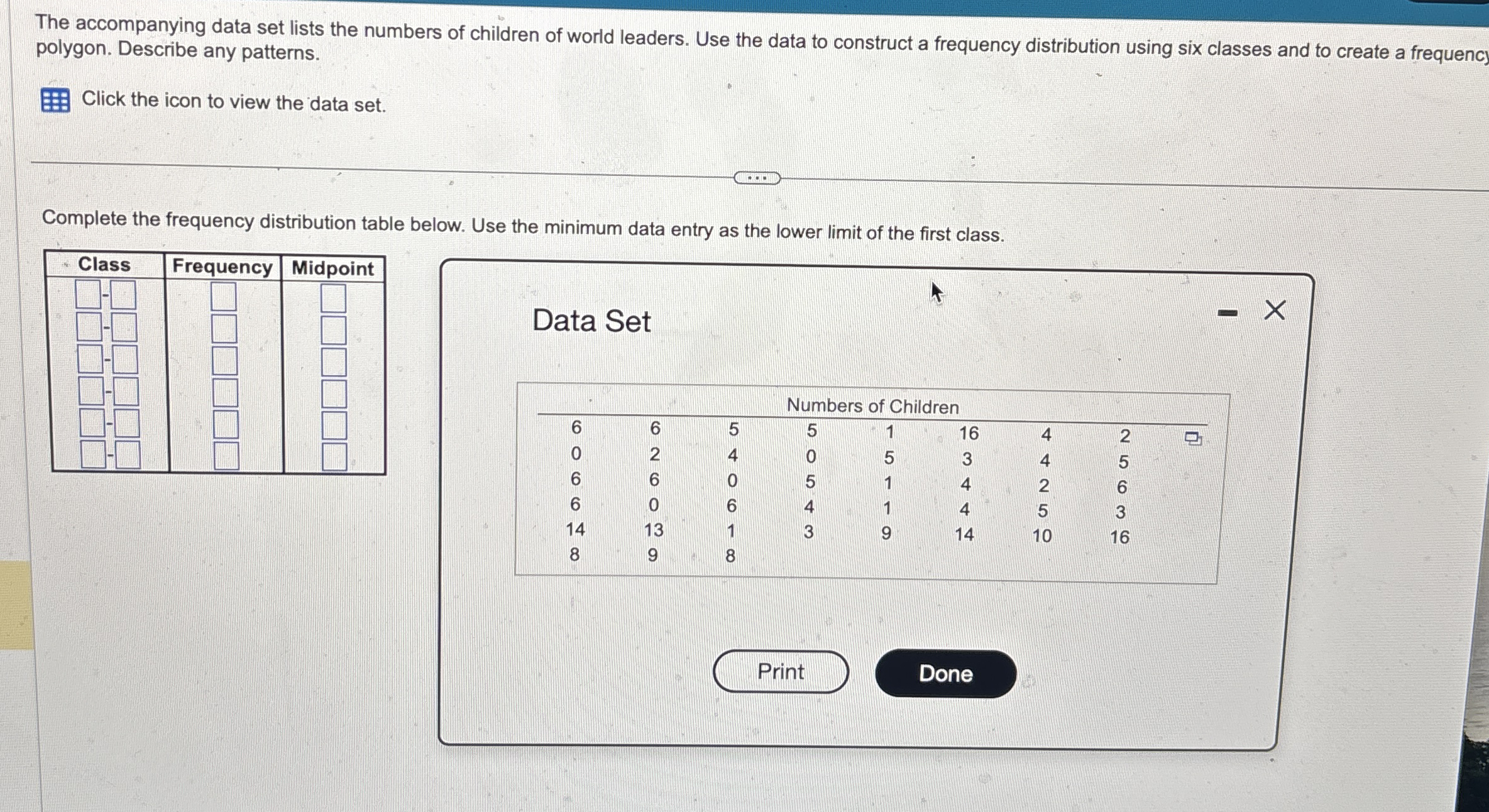 The accompanying data set lists the numbers of | Chegg.com