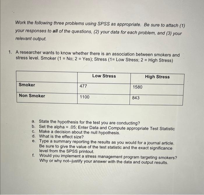 Solved Work the following three problems using SPSS as | Chegg.com