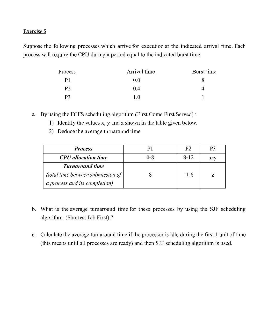 Solved Exercise 5 Suppose the following processes which | Chegg.com