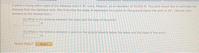 Solved A plane is fying within sight of the Gateway Arch in | Chegg.com