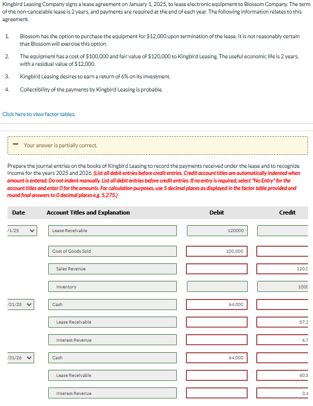 Solved Kingbird Leasing Company signs a lease agreement on | Chegg.com