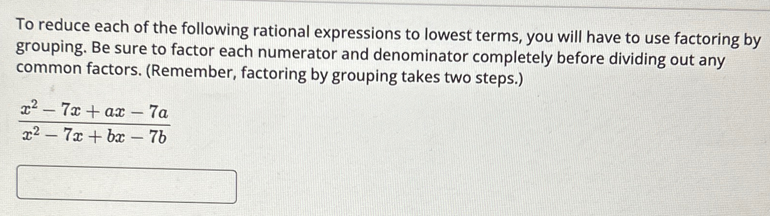Solved To reduce each of the following rational expressions | Chegg.com