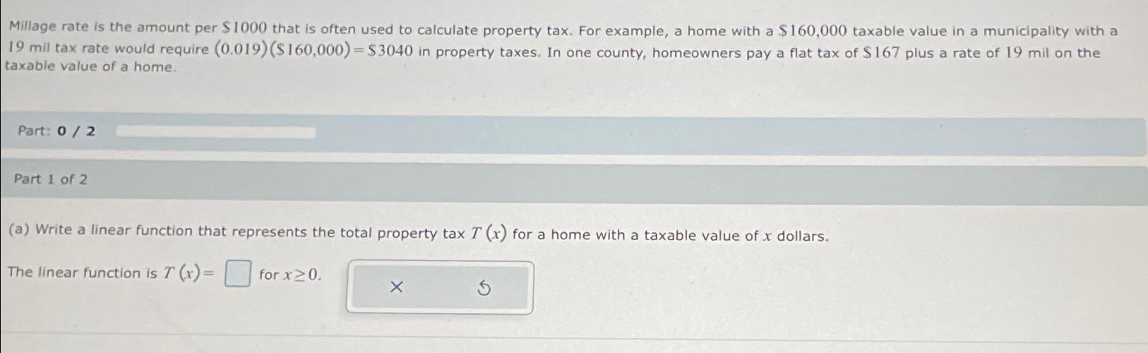Solved Millage rate is the amount per $1000 ﻿that is often | Chegg.com