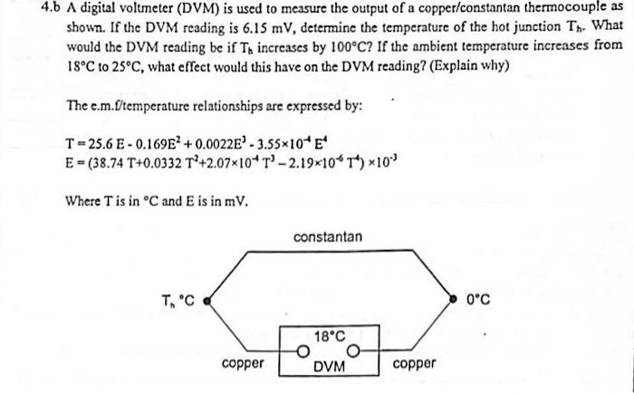 Solved 4.b A digital voltmeter (DVM) is used to measure the | Chegg.com
