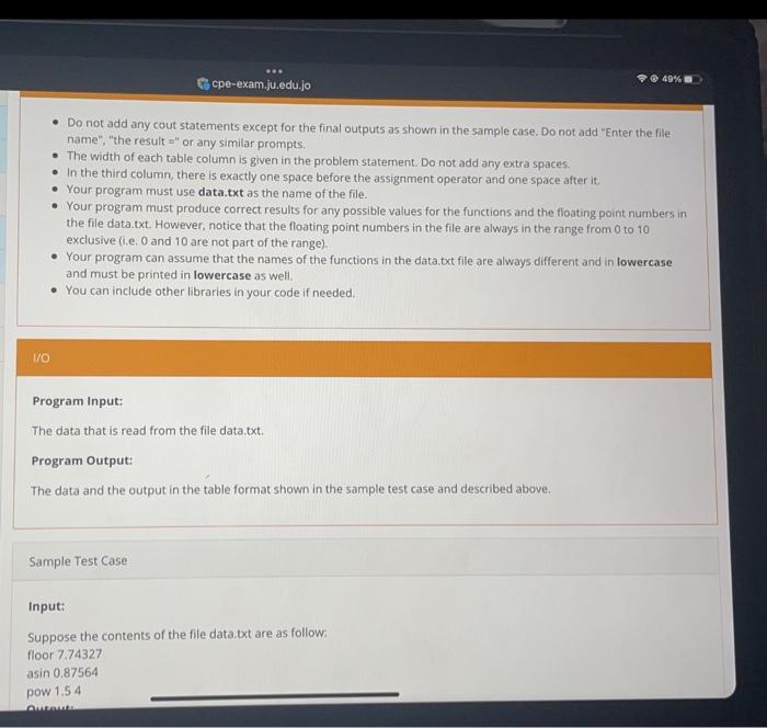 HW3-B Output Formatting and File Streaming names in | Chegg.com