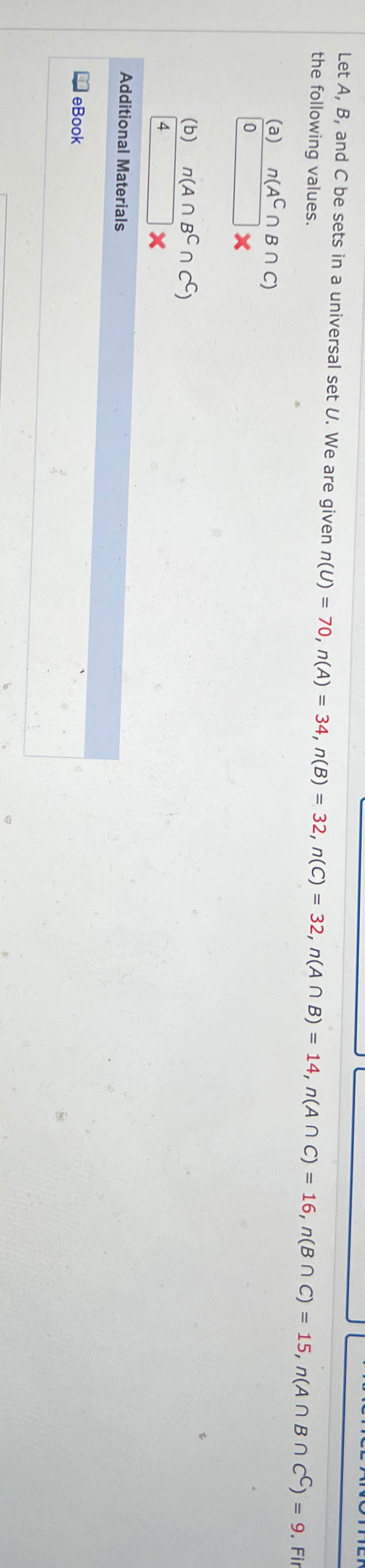 Solved Let A,B, ﻿and C ﻿be sets in a universal set U. ﻿We | Chegg.com