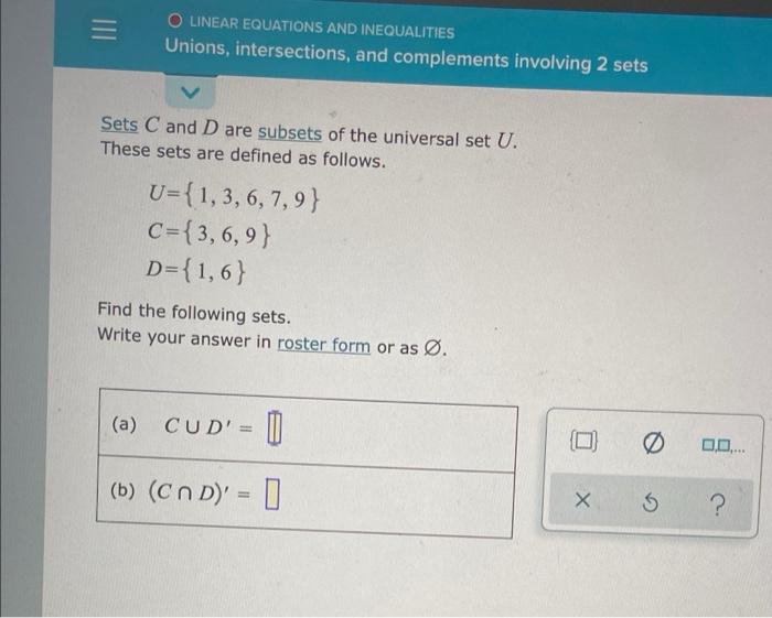 Solved O LINEAR EQUATIONS AND INEQUALITIES Unions, | Chegg.com Solved O LINEAR EQUATIONS AND INEQUALITIES Unions, | Chegg.com