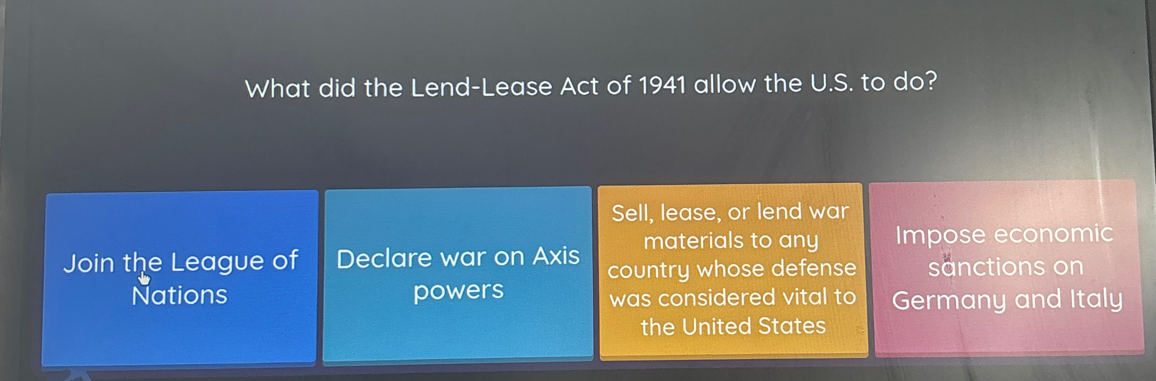 Solved What did the Lend-Lease Act of 1941 ﻿allow the U.S. | Chegg.com