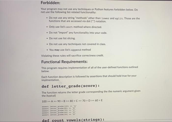 Solved Forbidden: Your program may not use any techniques or | Chegg.com
