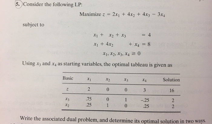 5.)Consider the following LP: Maximize z = 2x1 4x2 + | Chegg.com