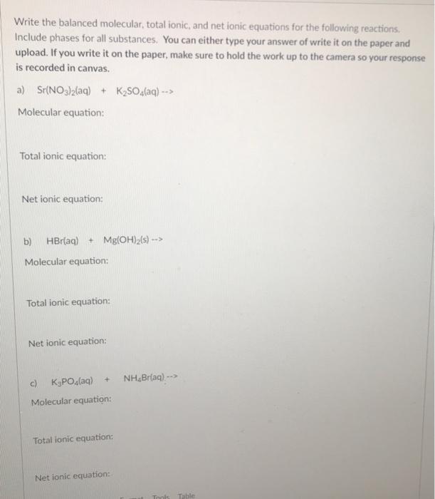 Solved Write the balanced molecular, total ionic, and net | Chegg.com