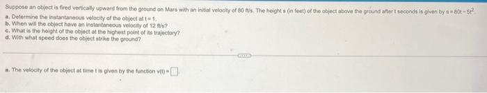 Solved Suppose an object is fired vertically upward from the | Chegg.com