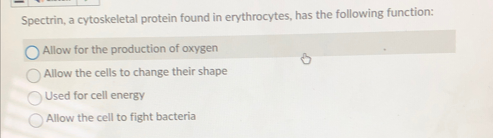 Solved Spectrin, a cytoskeletal protein found in | Chegg.com