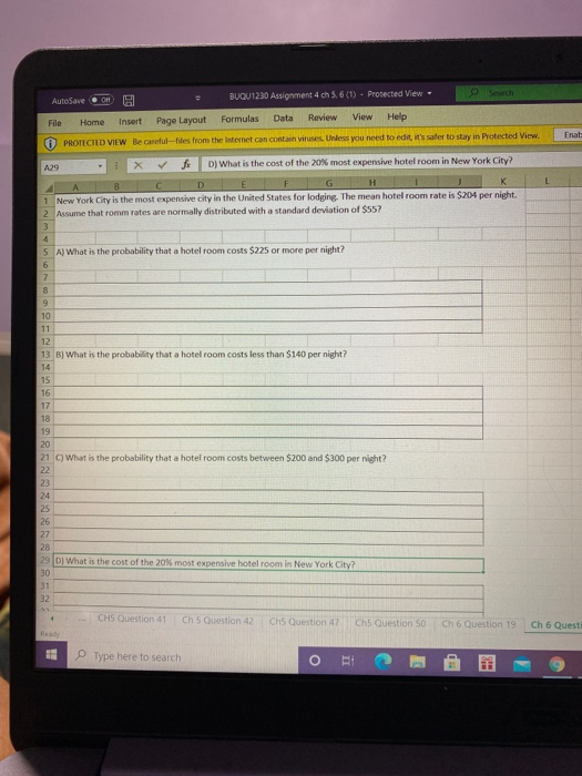 Solved AutoSave ON ba BUQU1230 Assignment 4 ch 5.6 (1) - | Chegg.com