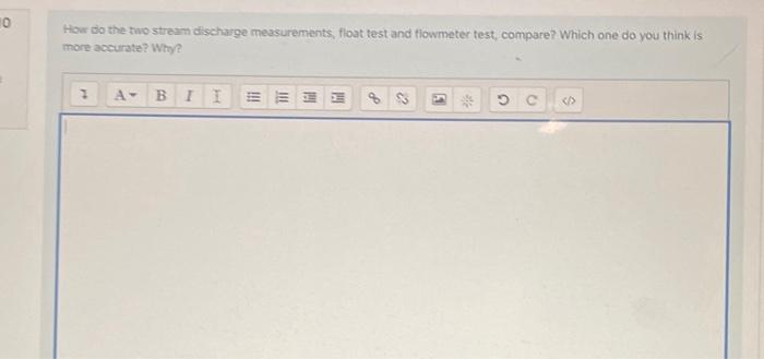 Solved How do the two stream discharge measurements, float | Chegg.com