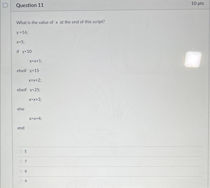 Solved What is the value of x at the end of this script? | Chegg.com