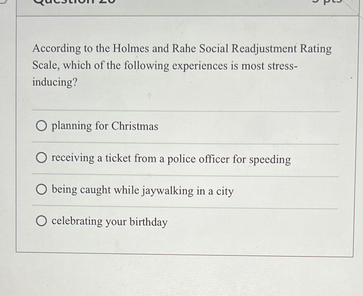 Solved According to the Holmes and Rahe Social Readjustment | Chegg.com