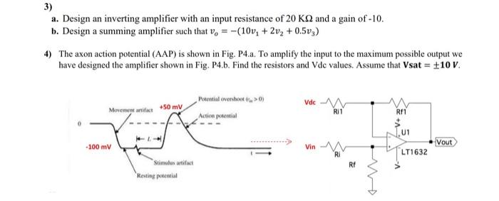 Solved 3) a. Design an inverting amplifier with an input | Chegg.com