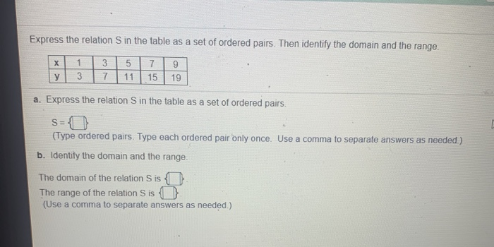 Solved Express the relation S in the table as a set of | Chegg.com