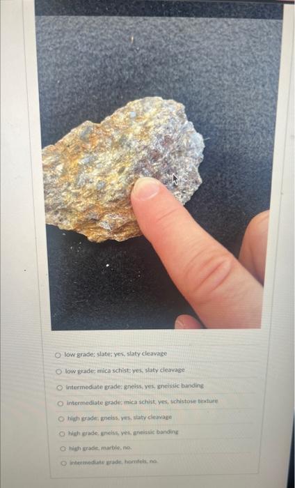 Slate, Phyllite, Mica Schist, Gneiss, Marble, | Chegg.com