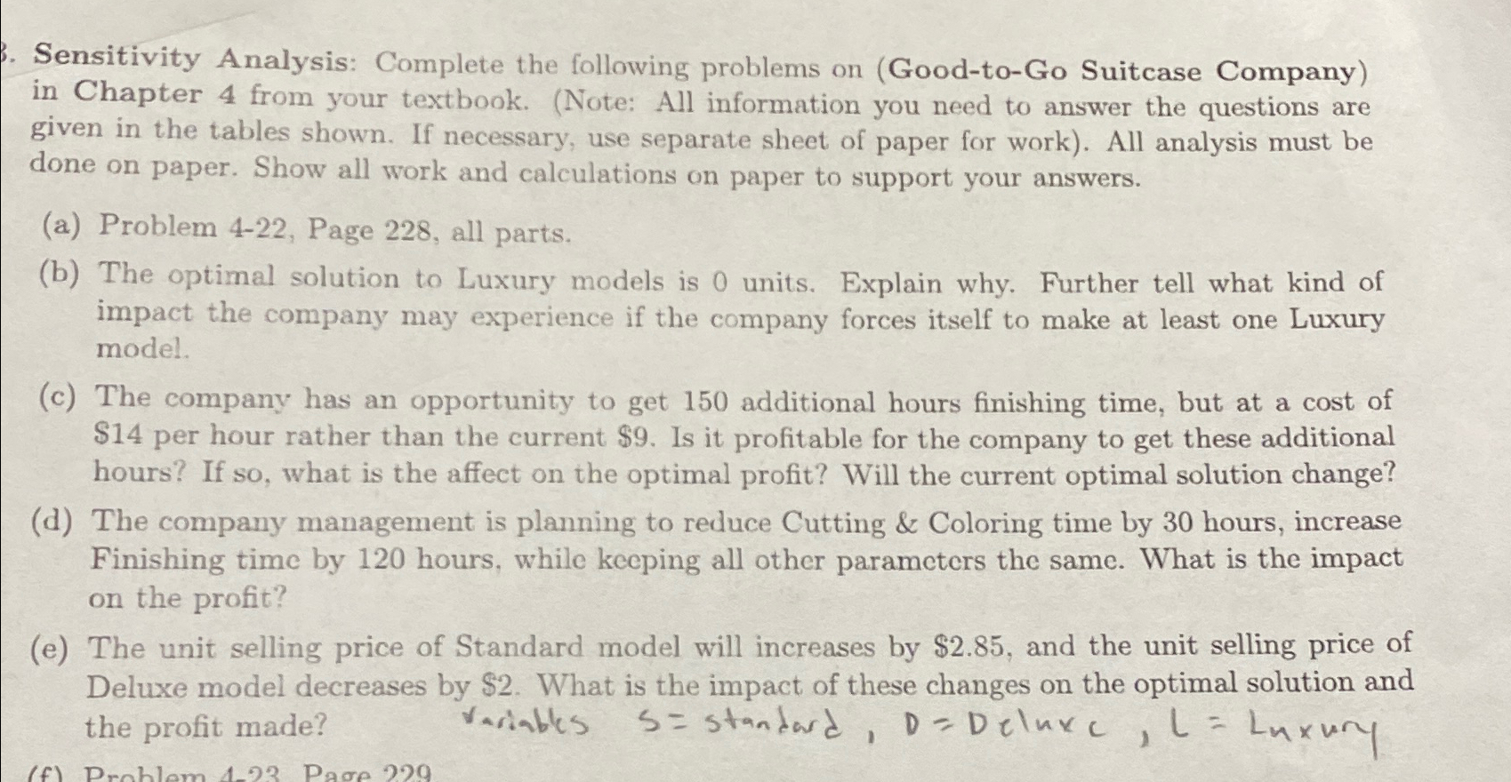 Solved Sensitivity Analysis: Complete the following problems | Chegg.com