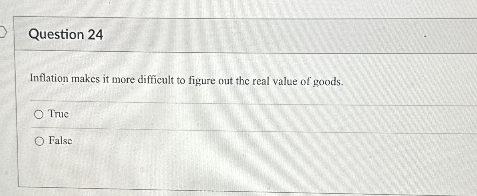 Solved Question 24Inflation makes it more difficult to | Chegg.com
