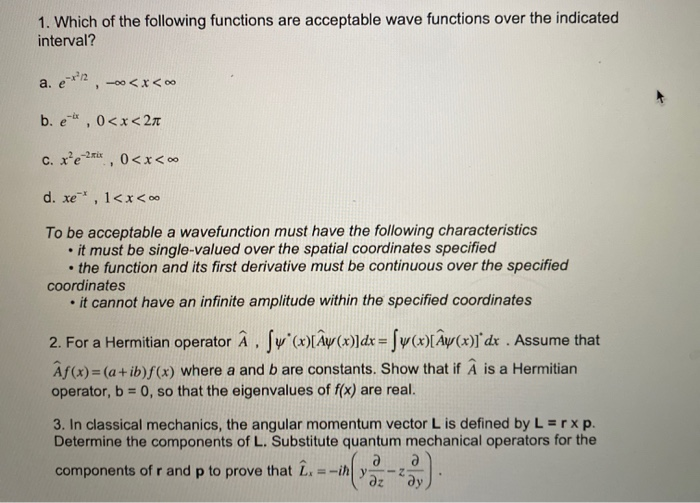 Solved 1. Which of the following functions are acceptable | Chegg.com