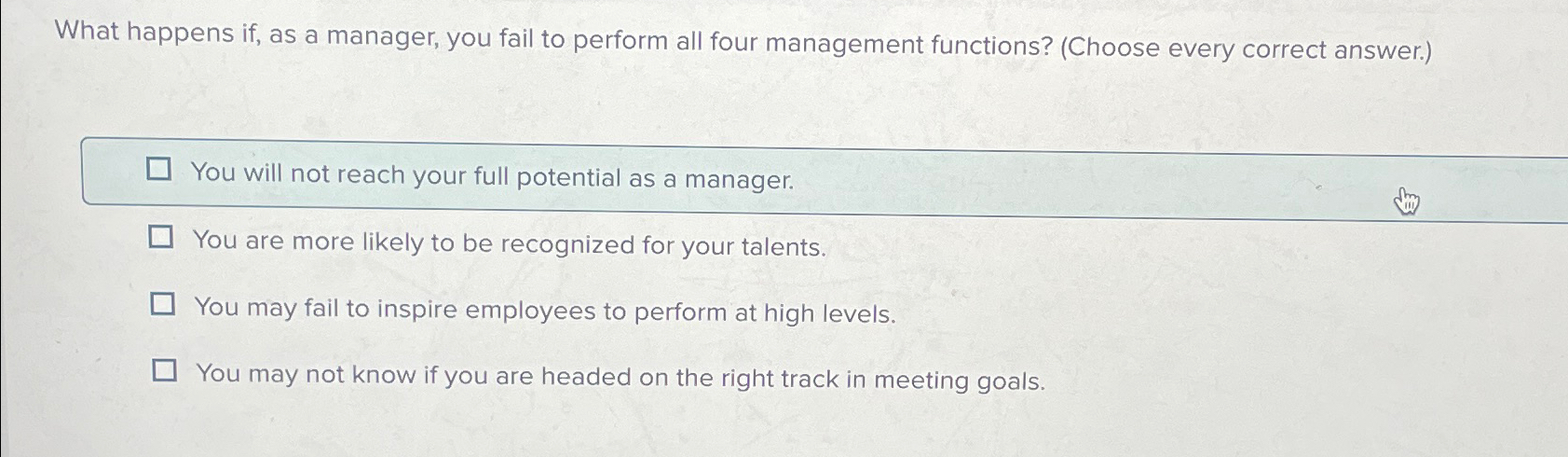 Solved What happens if, ﻿as a manager, you fail to perform | Chegg.com