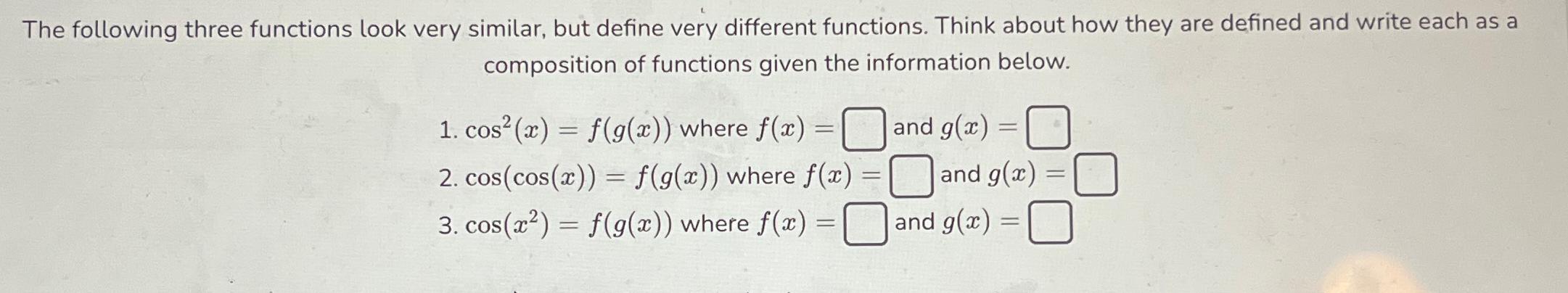 Solved The following three functions look very similar, but | Chegg.com