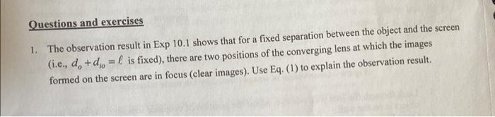 Solved Questions and exercises 1. The observation result in | Chegg.com
