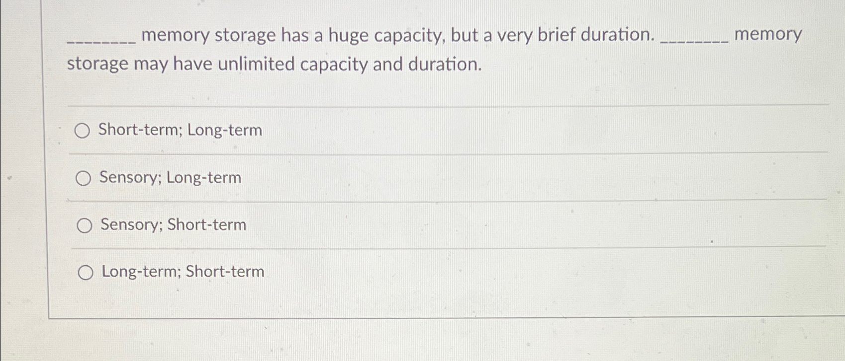 Solved memory storage has a huge capacity, but a very brief | Chegg.com
