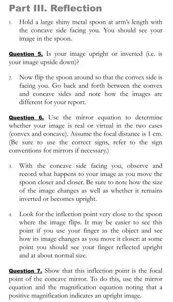 Solved Part III. Reflection 1. Hold a large shiny metal | Chegg.com