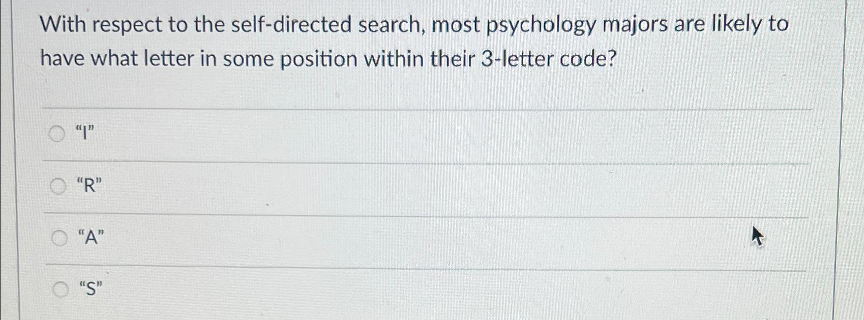 Solved With respect to the self-directed search, most | Chegg.com