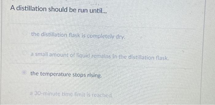 Solved A distillation should be run until... the | Chegg.com