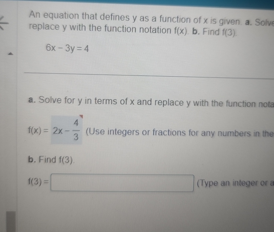 Solved An equation that defines y ﻿as a function of x ﻿is | Chegg.com