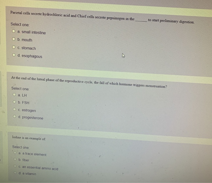 Solved Parietal cells secrete hydrochloric acid and Chief | Chegg.com