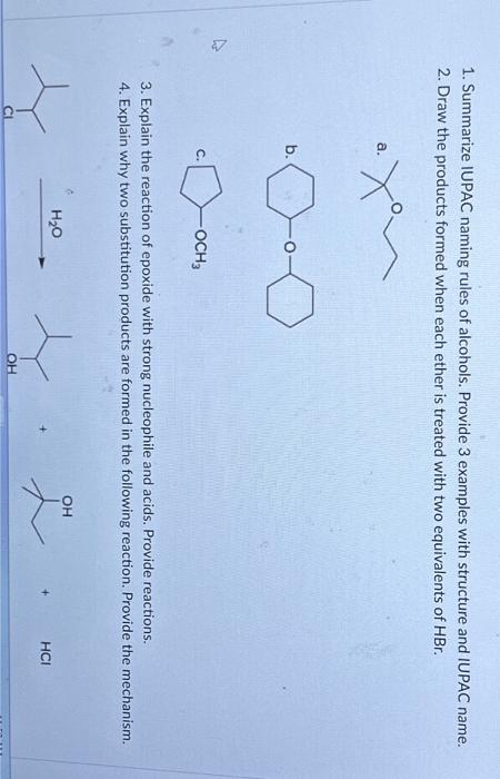 Solved 1. Summarize IUPAC naming rules of alcohols. Provide | Chegg.com