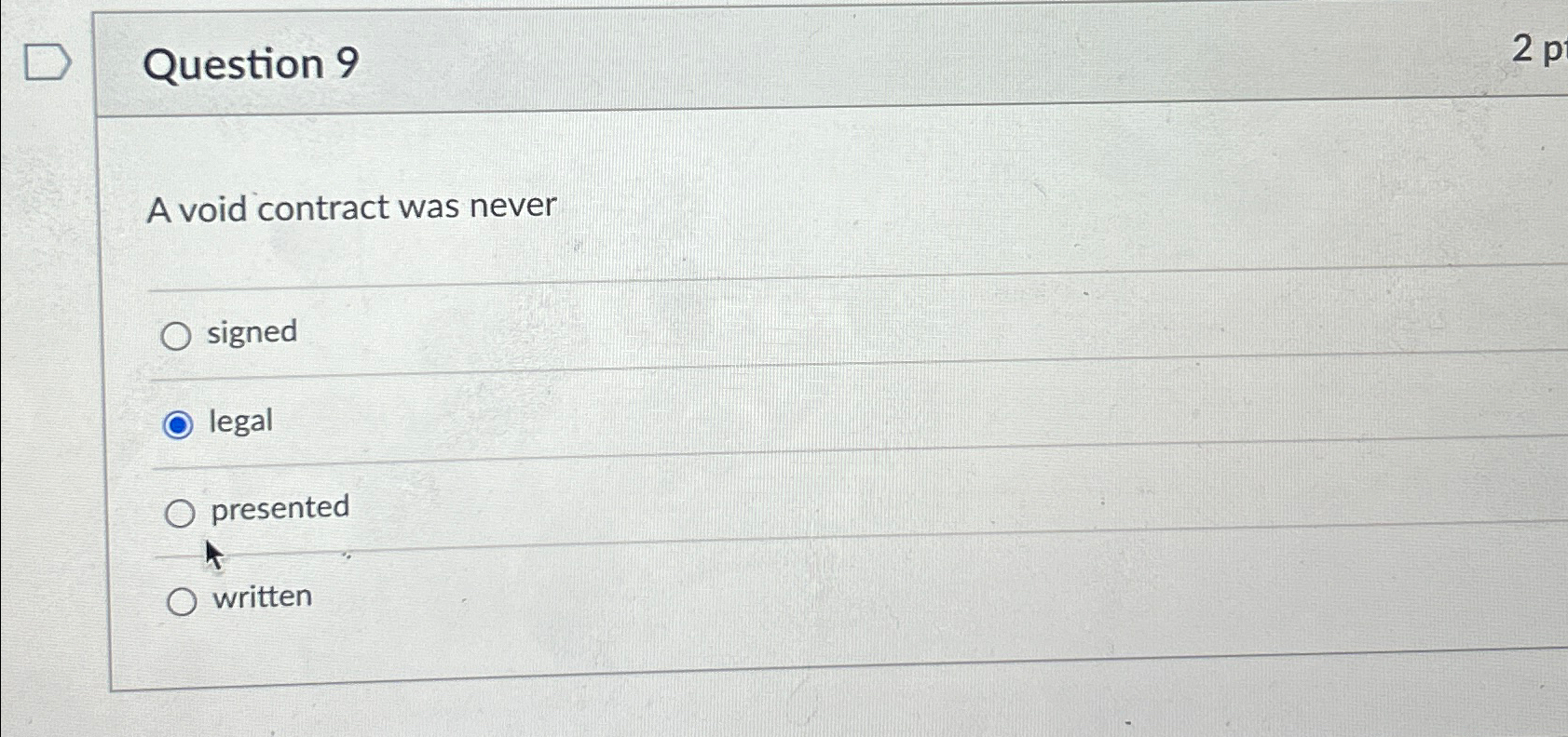 Solved Question 92pA void contract was | Chegg.com