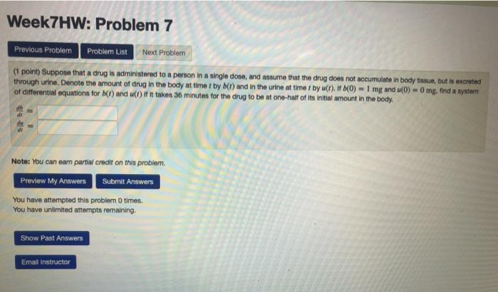 Solved Week7HW: Problem 7 Previous Problem Probler List Next | Chegg.com