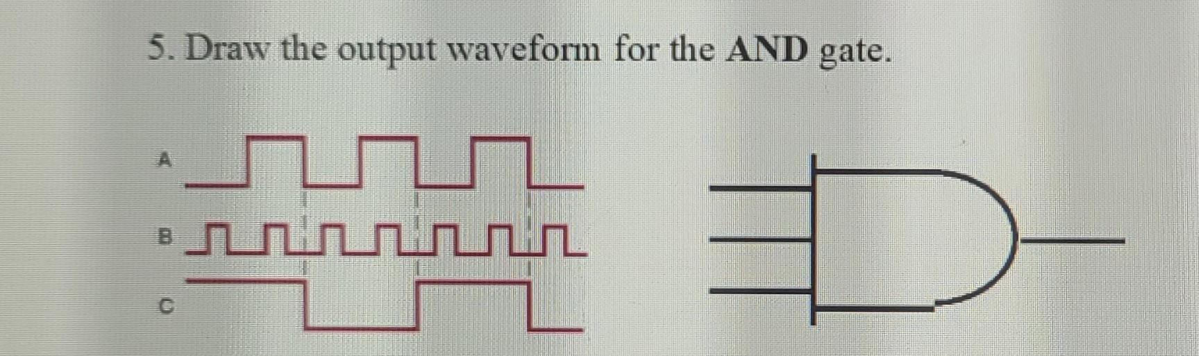 Solved 5. Draw the output waveform for the AND gate. jnnnnn | Chegg.com