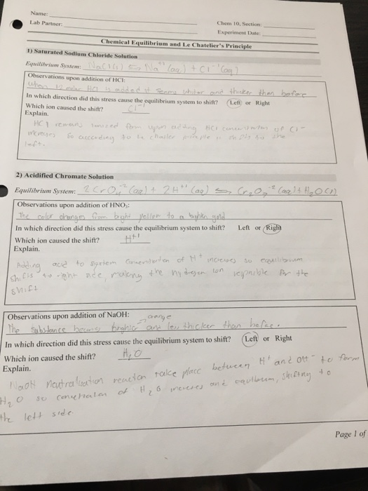 Solved Name: Lab Partner Chem 10, Section Experiment Date: | Chegg.com