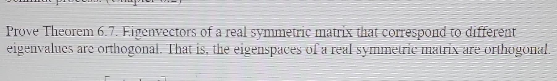 Solved Prove Theorem 6.7. Eigenvectors of a real symmetric | Chegg.com