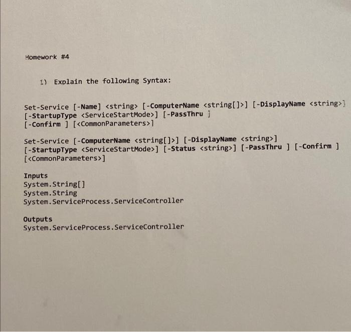 Solved Homework #4 1) Explain the following Syntax: | Chegg.com
