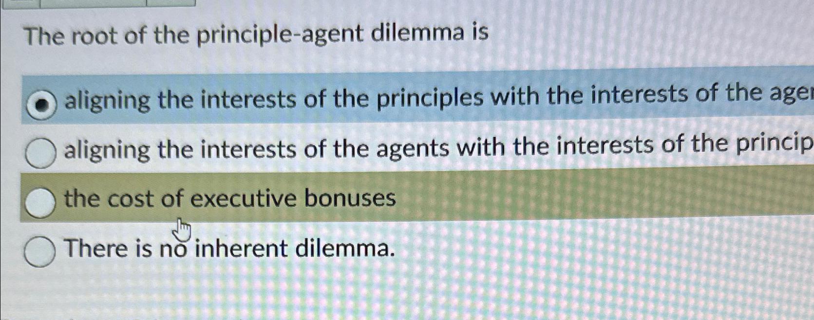 Solved The root of the principle-agent dilemma isaligning | Chegg.com