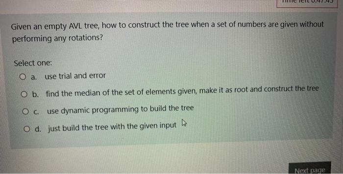 Solved Given an empty AVL tree, how to construct the tree | Chegg.com