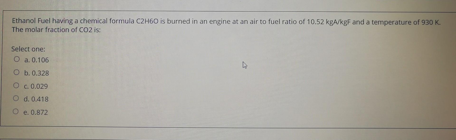 Solved Ethanol Fuel having a chemical formula C2H60 is | Chegg.com
